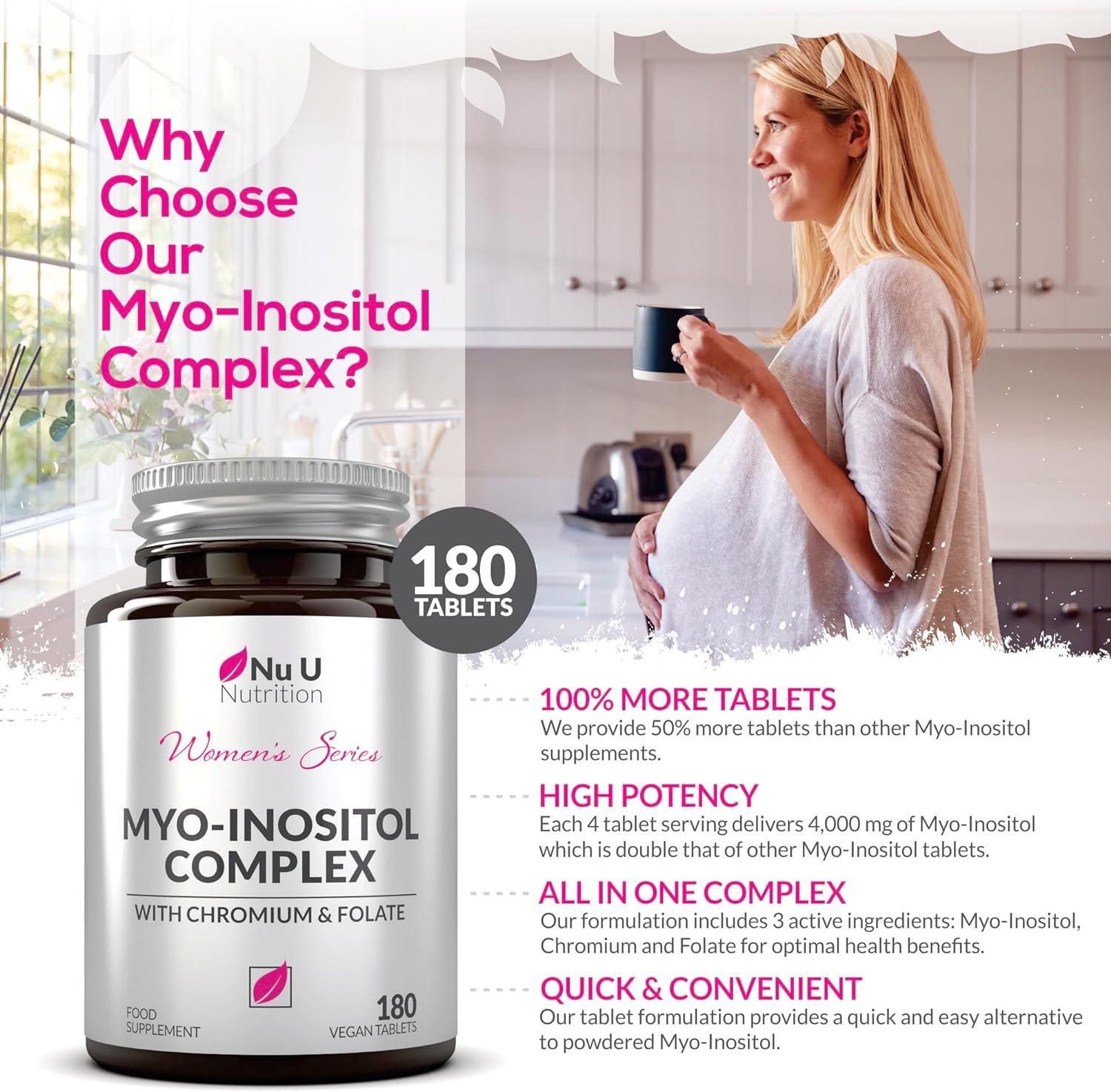 Myo-Inositol Complex 4000mg - 180 Vegan Tablets with Folate & Chromium ...