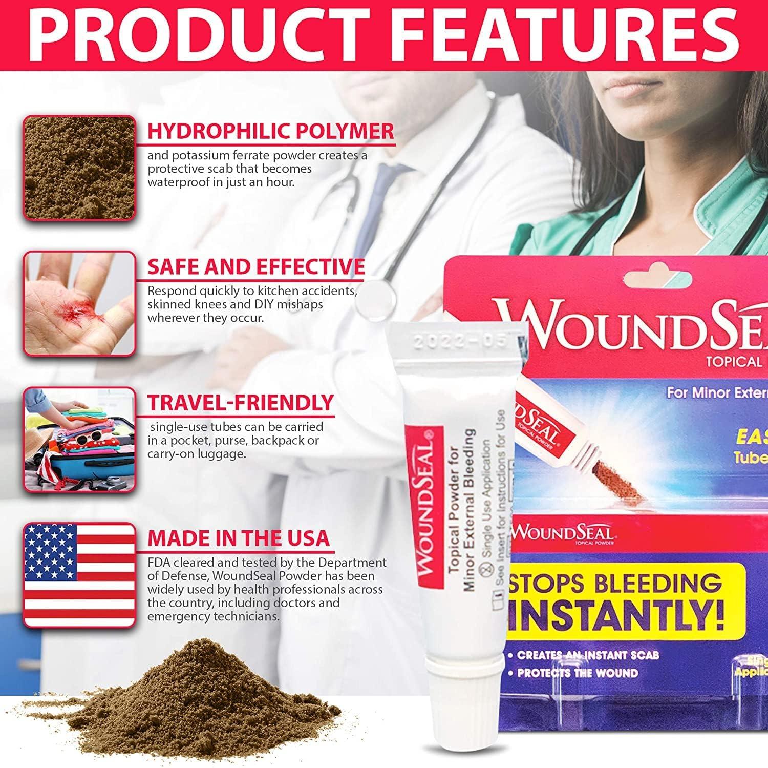 WoundSeal Powder - Instant Bleeding Stop First Aid | 4 Applications for ...