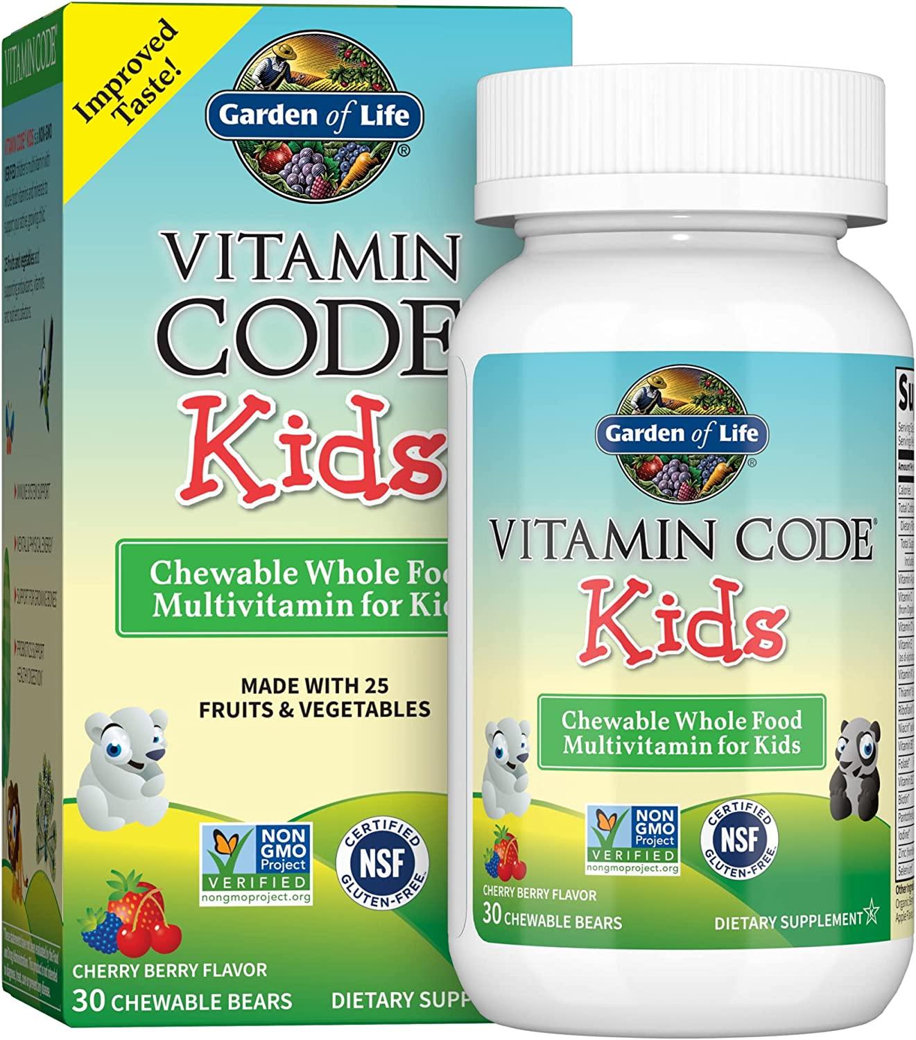 Garden of Life Vitamin Code Kids - Chewable Whole Food Multivitamin ...