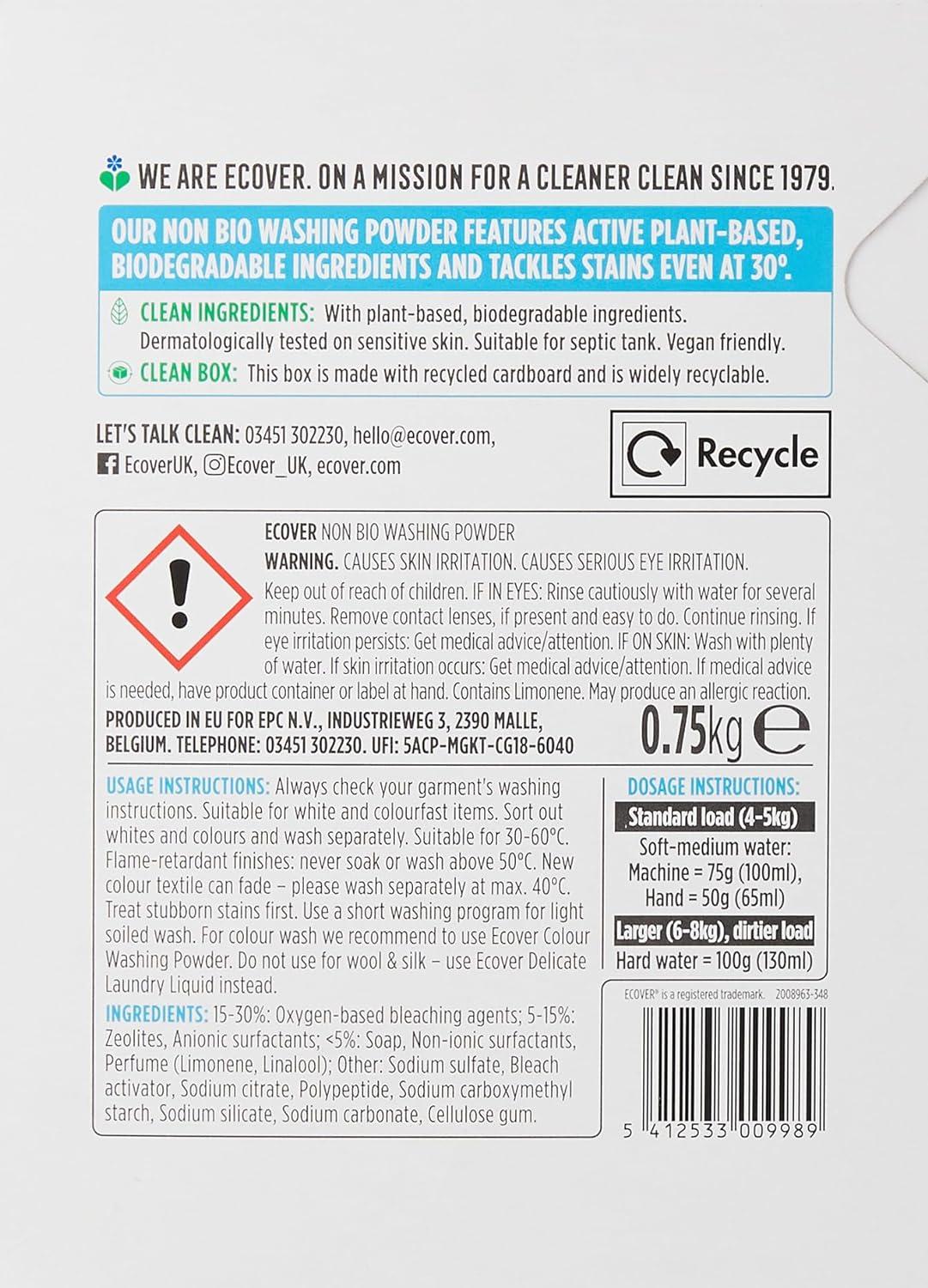 ZERO Non-Bio Washing Powder 750g - 10 Washes (Pack of 1) | Buy Now with ...