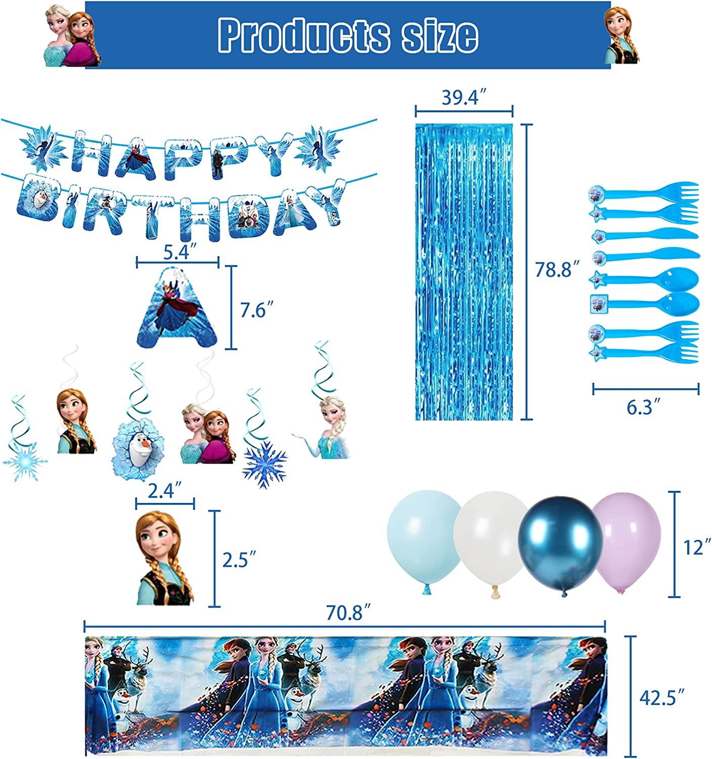 Frozen Birthday Party Supplies- 143 PCS Happy Birthday Banner, Cake ...