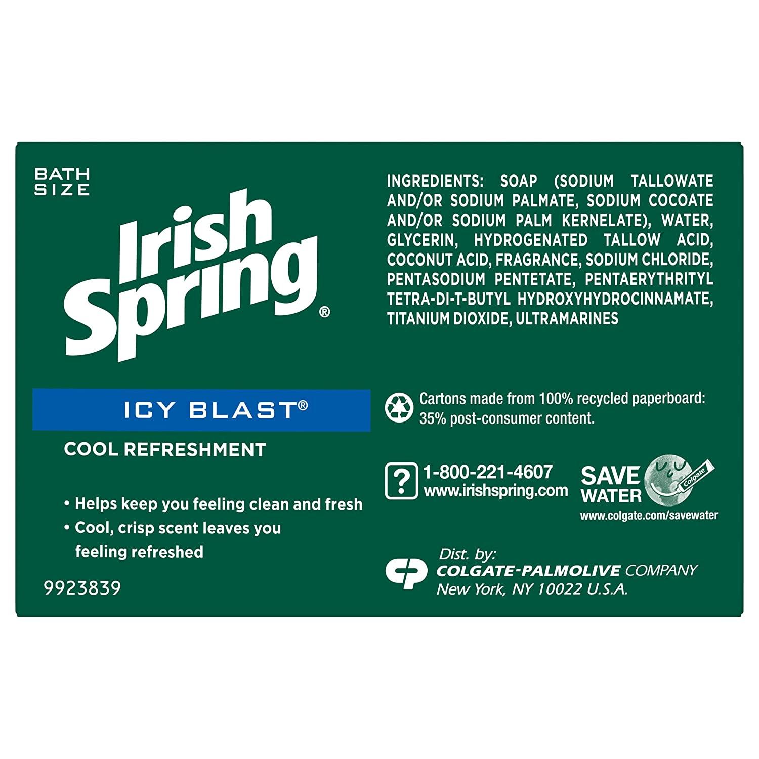 Irish Spring Icy Blast Bar Soap for Men - 24 Pack, 3.7 Oz Bars | Long ...