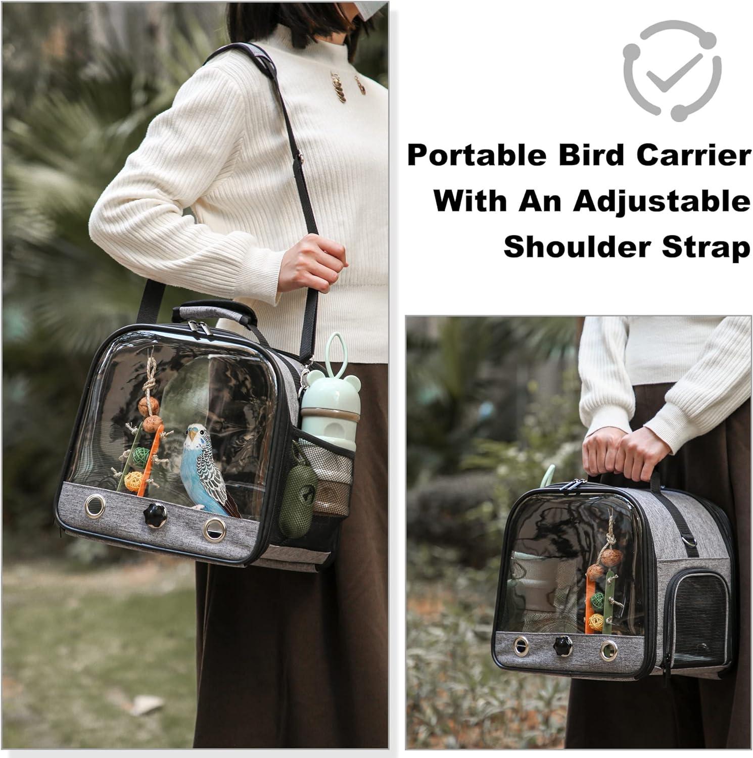 SUERTREE Bird Carrier Bag Bird Travel Cage with Stand Small Bird ...