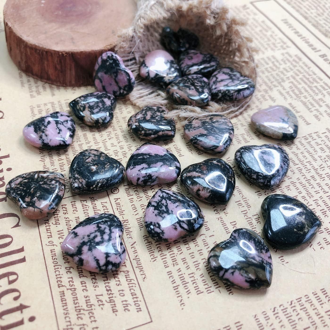 XIANNVXI 20 Pcs Blackline Redstone Crystal Heart Stones - Natural ...