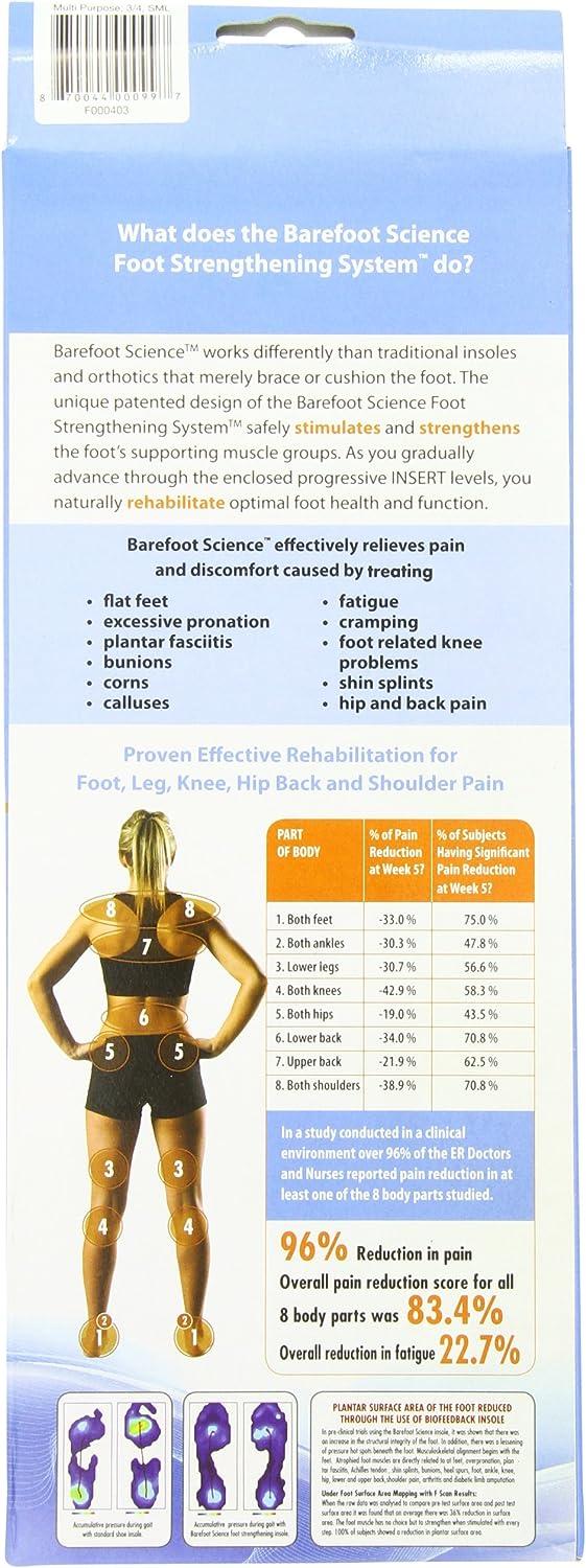 Barefoot Science 4 Step Insoles - 3/4 Length, Size Small | Multi ...