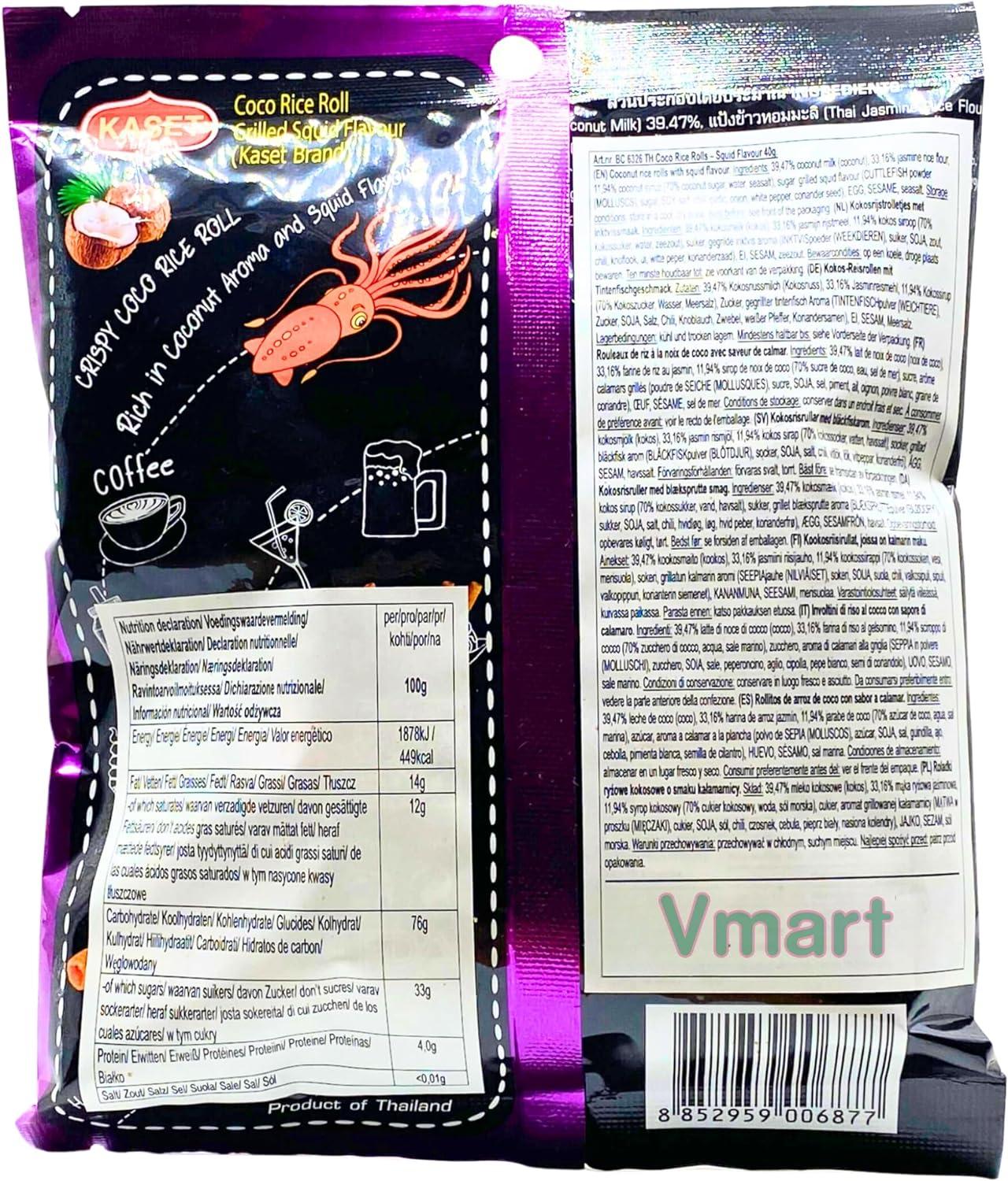 Kaset Coco Rice Roll Grilled Squid Flavour 40g