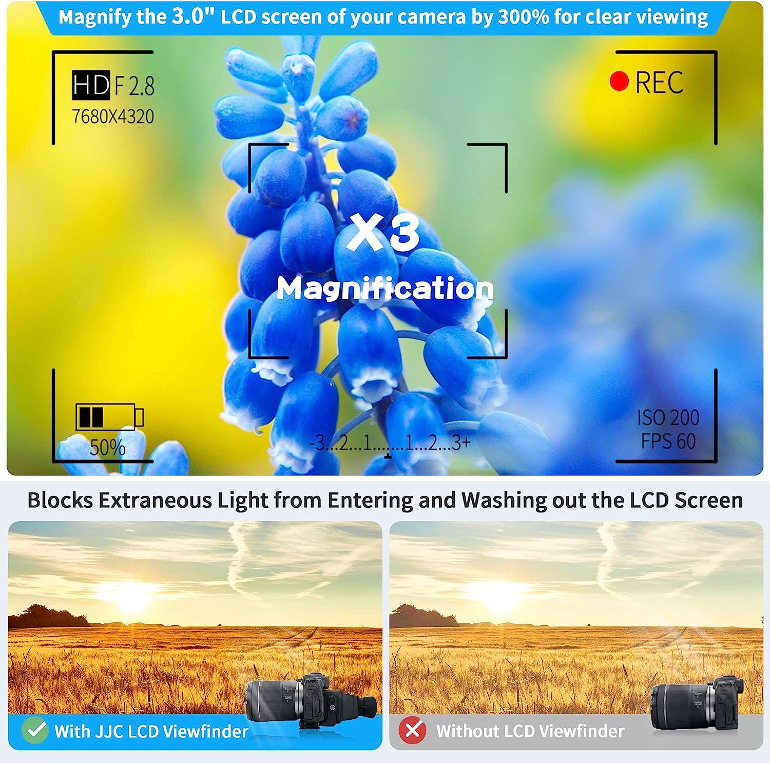 JJC Collapsible Camera LCD Viewfinder 3X Magnifier Sunshade Hood with ...