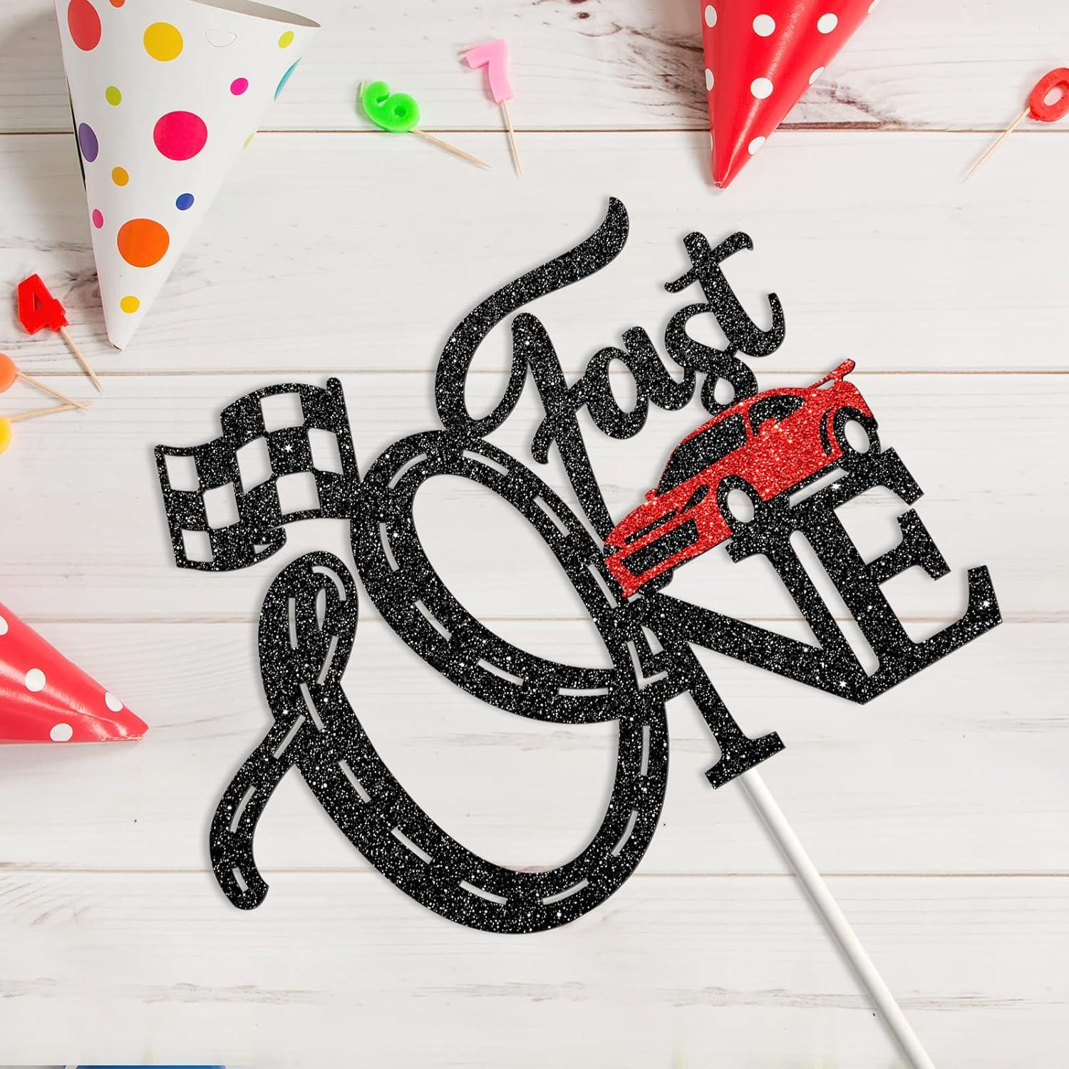 Tenhaisi Fast One Cake Topper Race Car Themed Cake Topper Baby Boy's ...