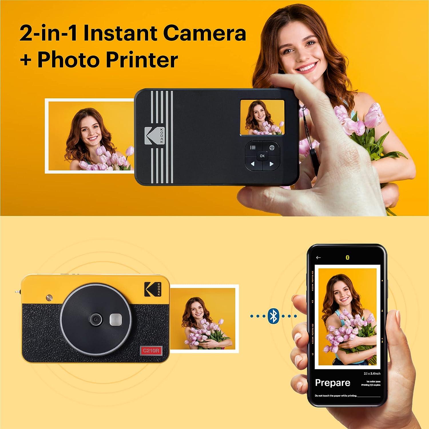 KODAK Mini Shot 2 Retro 4PASS 2-in-1 Camera & Printer Bundle - Yellow ...