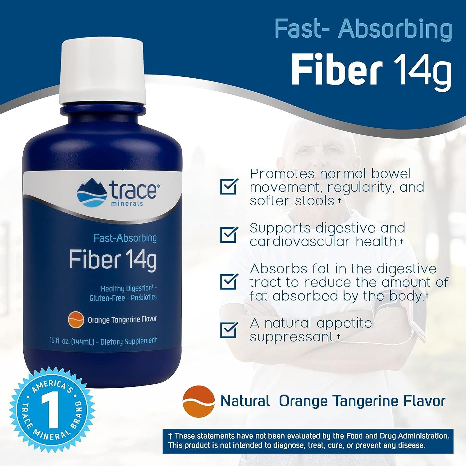 Trace Minerals Fast Absorbing Fiber Liquid Supplement 14g | Prebiotics ...