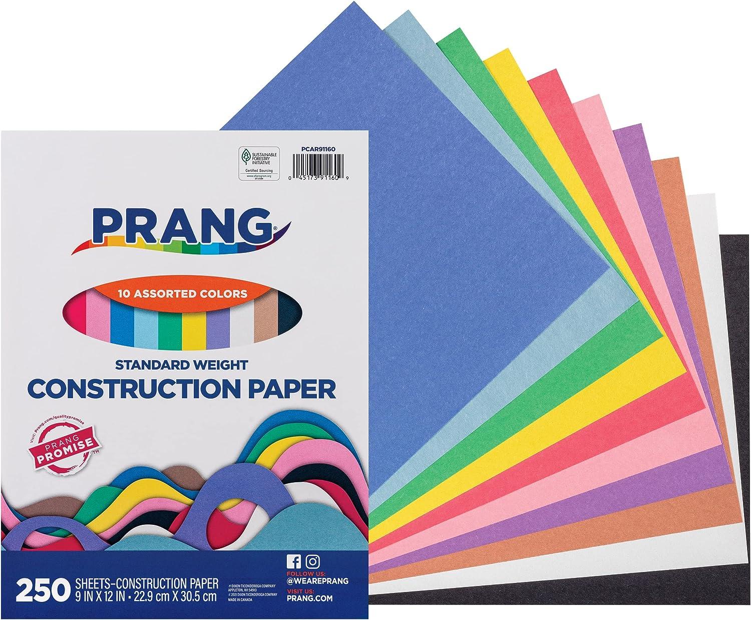 Prang Construction Paper - 10 Assorted Colors - 9 x 12 - 250 Sheets ...