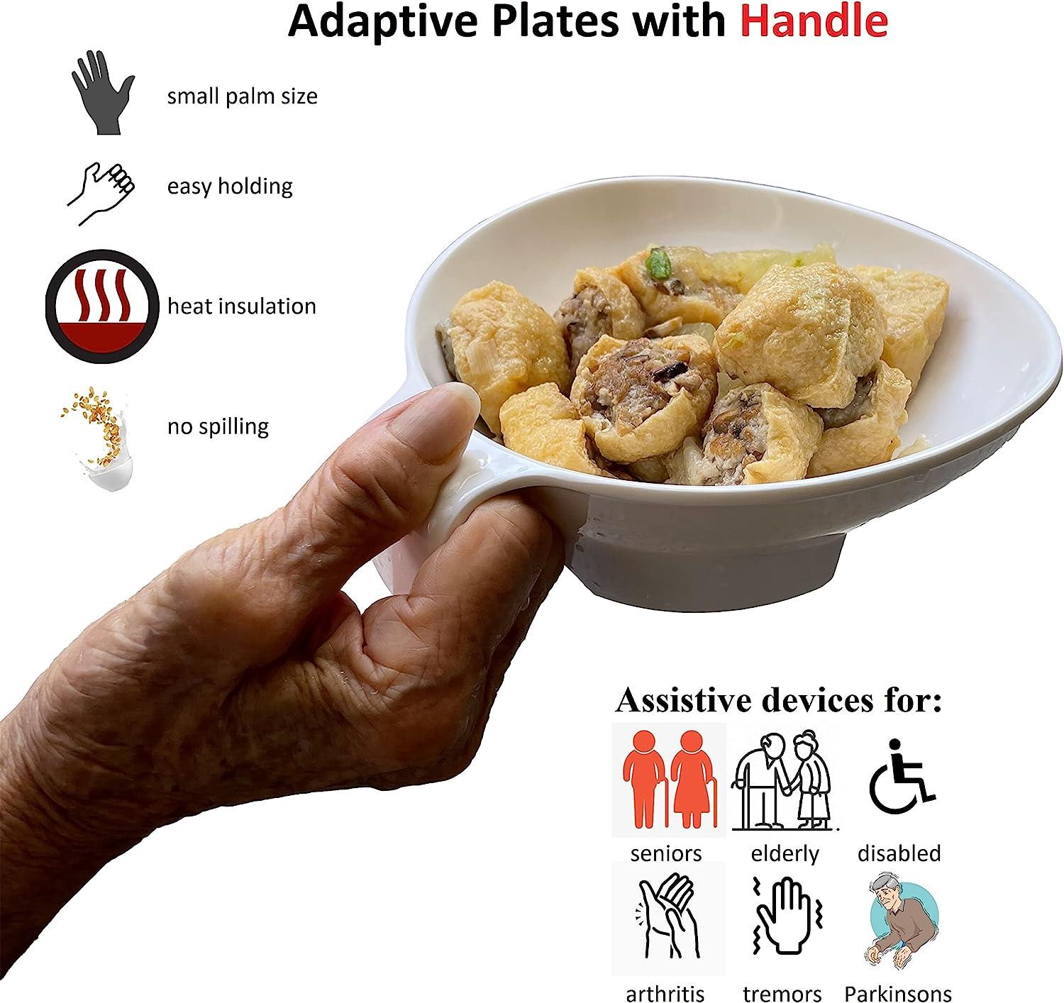 Small Scoop Plates for Elderly - Non Skid Melamine Bowls with Handles ...