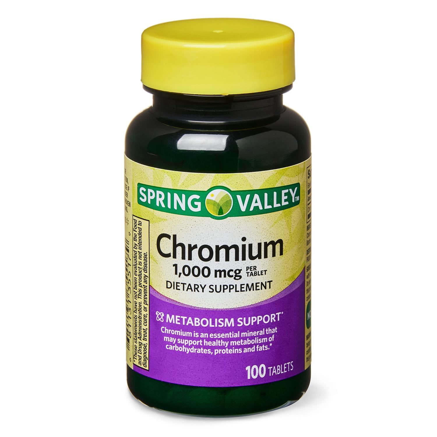 Spring Valley Chromium 1000mcg 100 Tablets - Metabolism Support ...