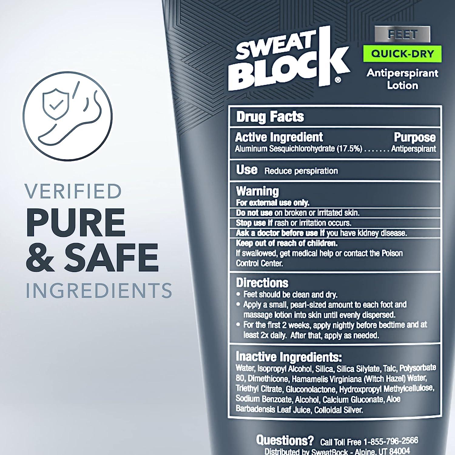 SweatBlock Antiperspirant Quick-Dry Lotion for Feet - Perfect for ...