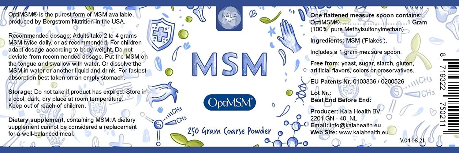 Kala Health OptiMSM Pure Methylsulfonylmethane MSM Supplement Powder ...