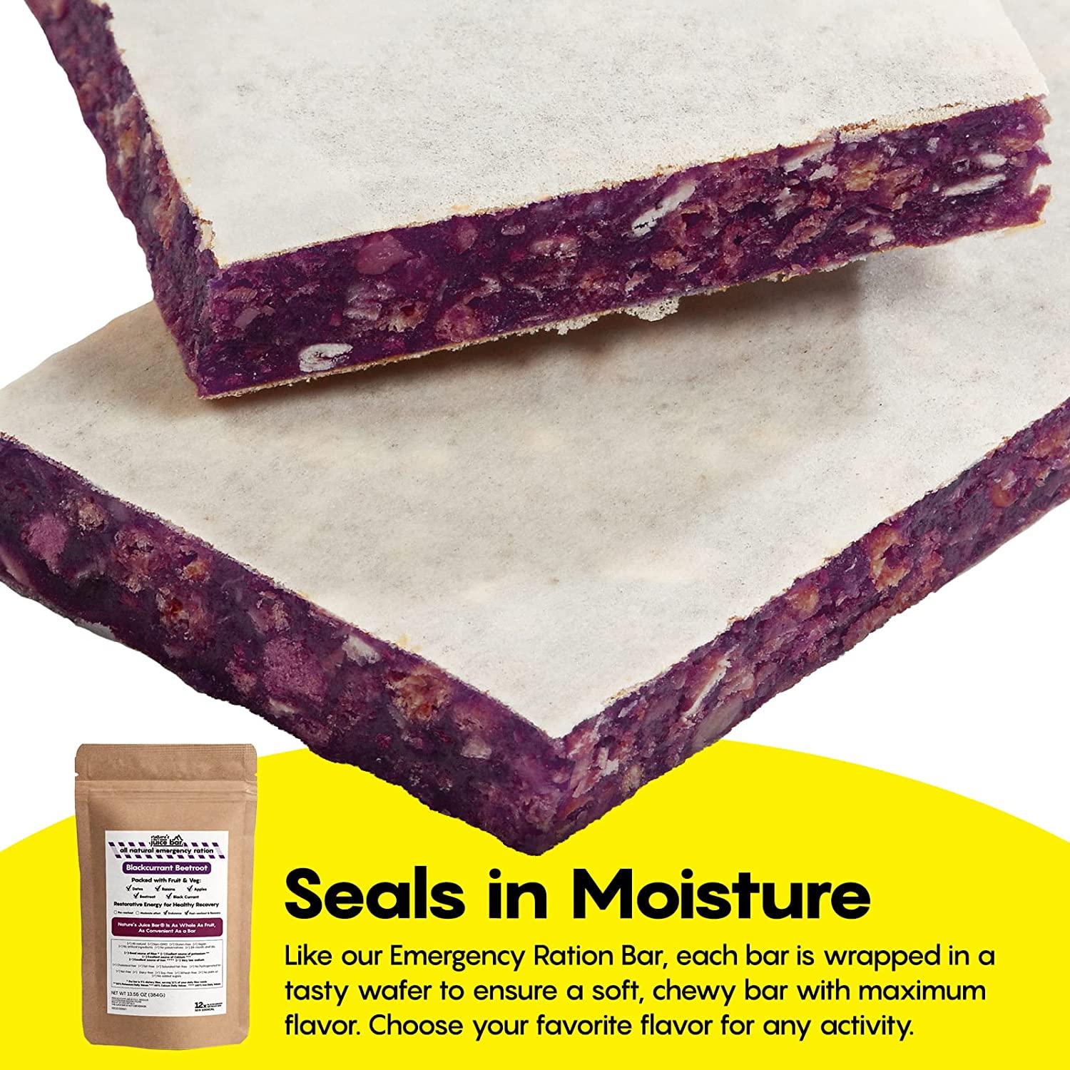 Nature's Juice Bar Blackcurrant Beetroot Fruit Bars - Emergency Meal Replacement for Survival ...