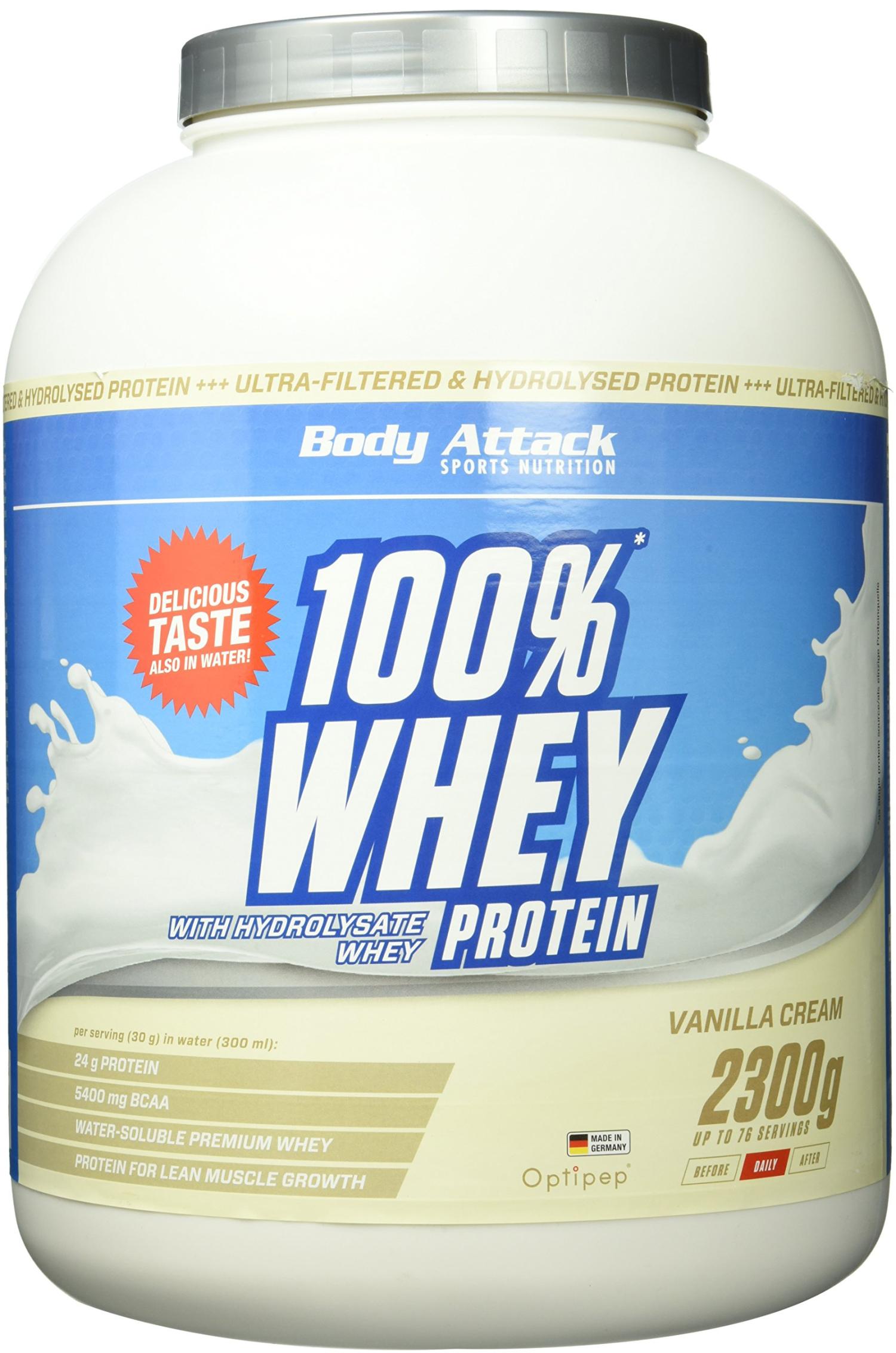 Body Attack 100% Whey Protein Vanilla - 2300g | Premium Protein Powder for Muscle Growth ...