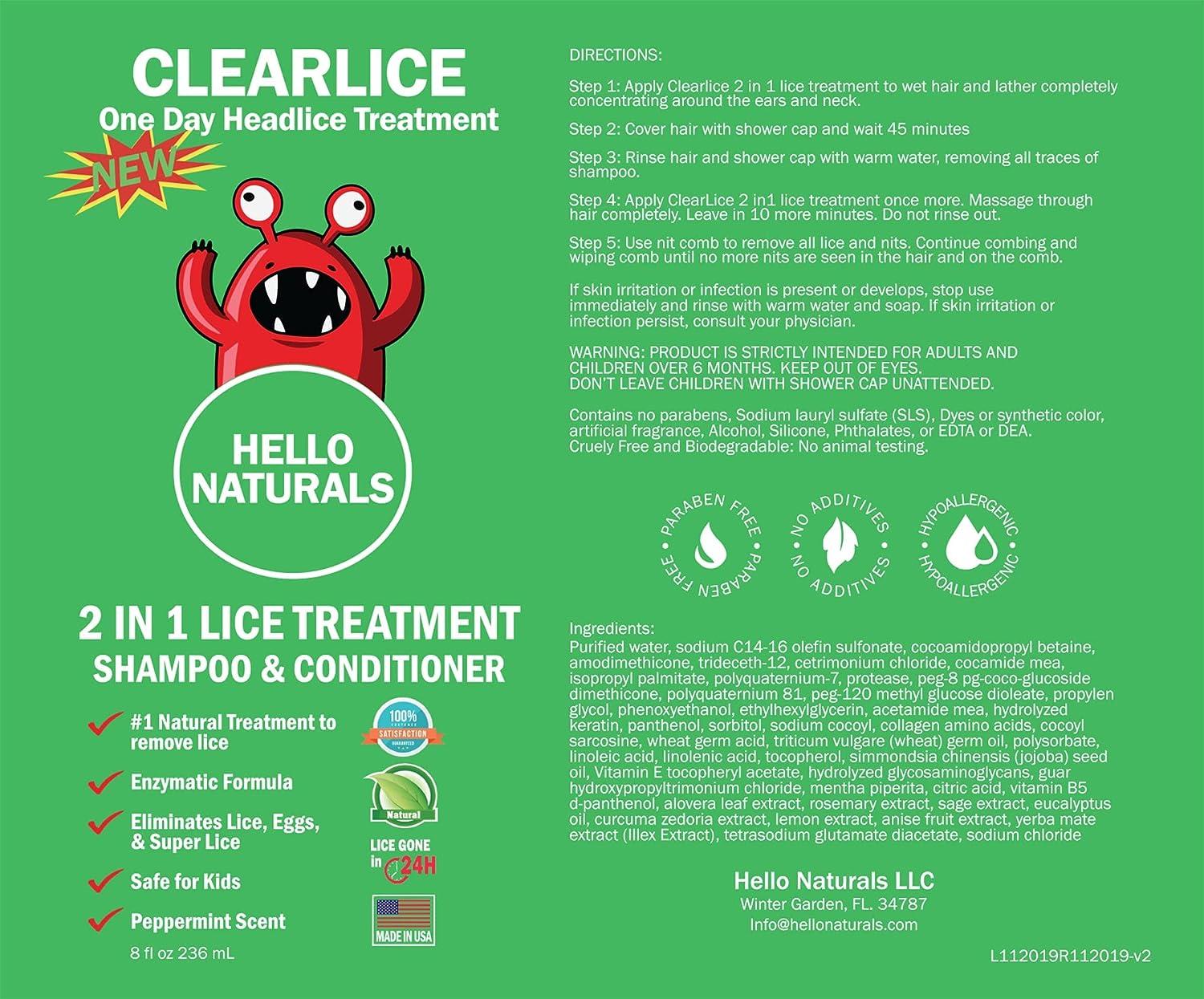 Clearlice Hair Lice Treatment Kit - Comb & Cap Included | For Children ...