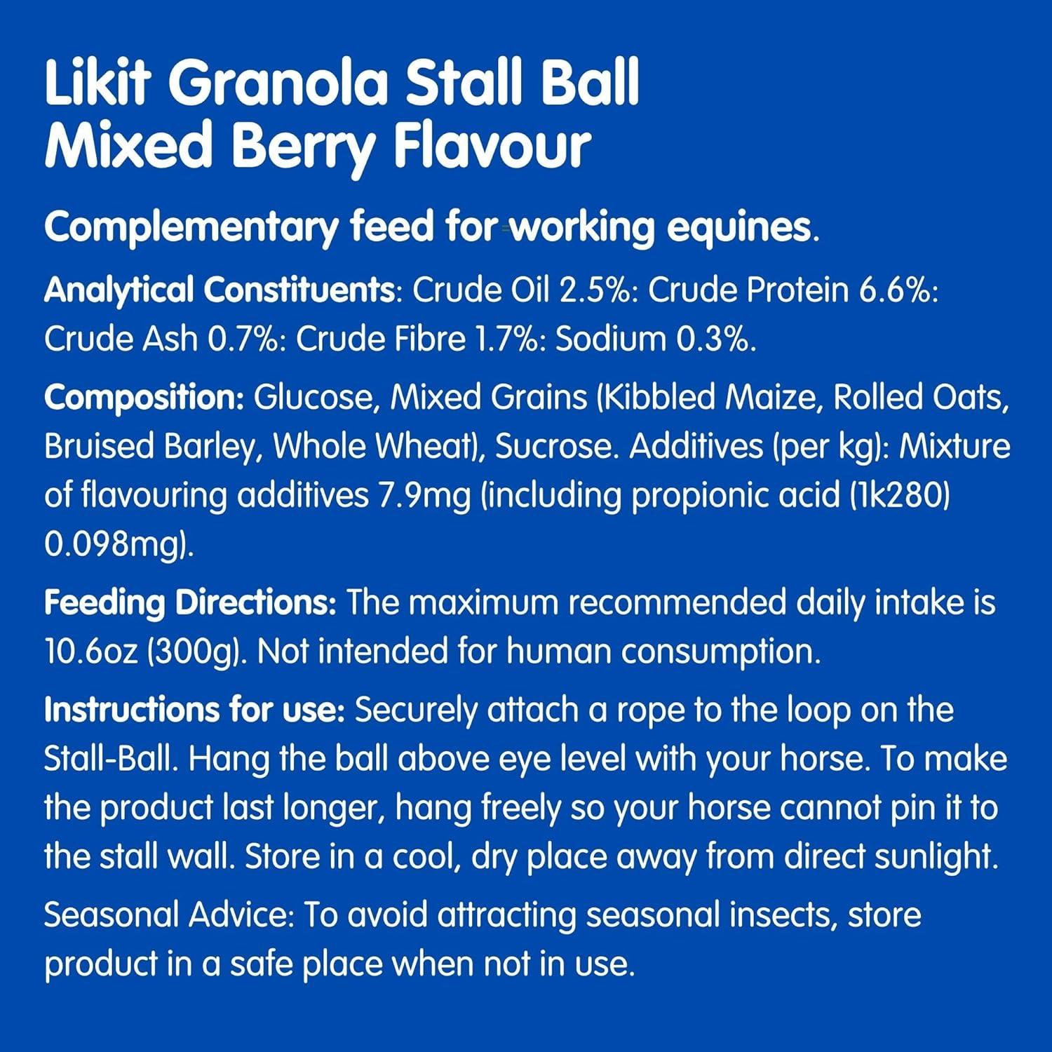 Likit Granola Stall-Ball Horse Treats 1.6kg | Apple Mixed Berry ...