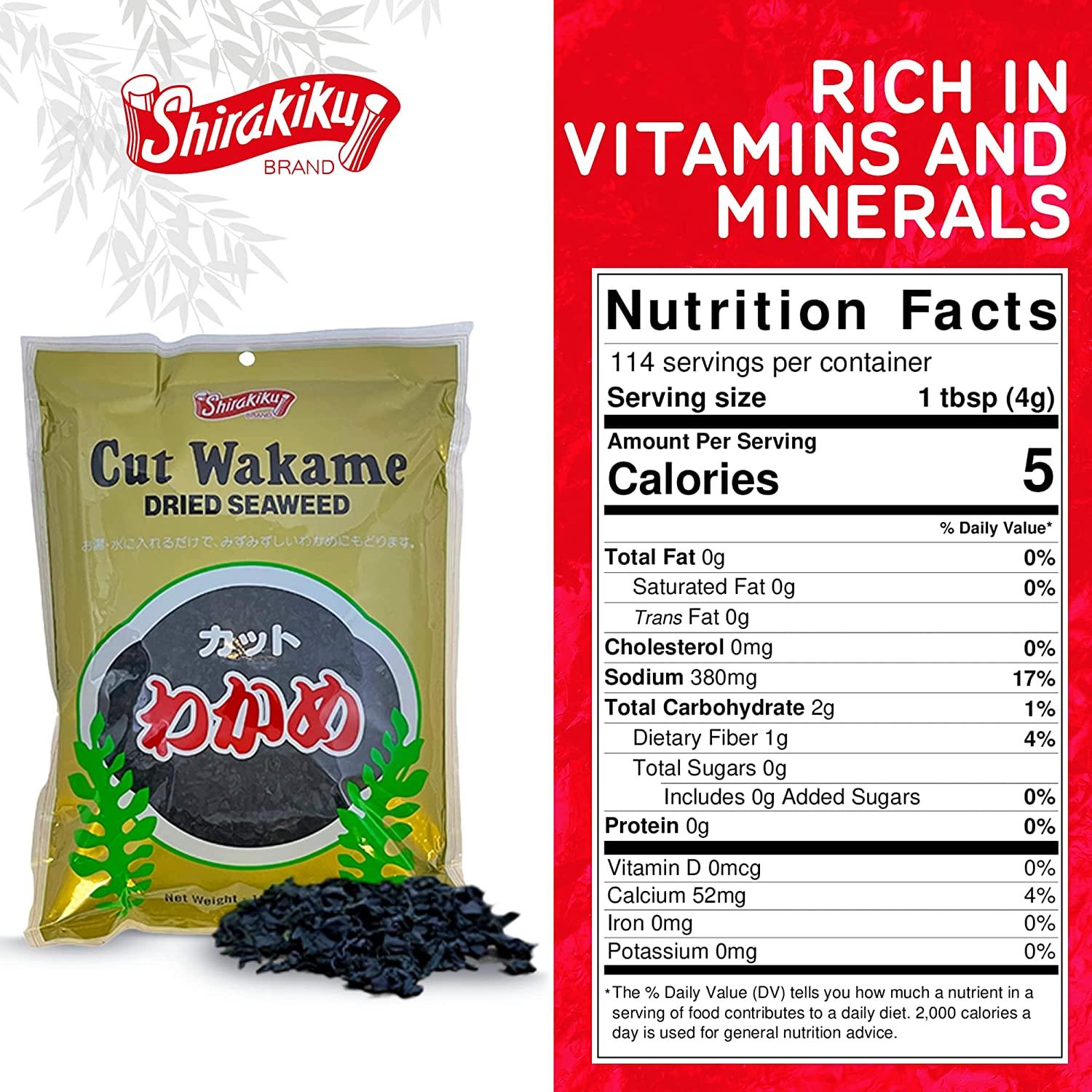 Shirakiku Cut Wakame Dried Seaweed - Organic Sea Kelp for Miso Soup ...