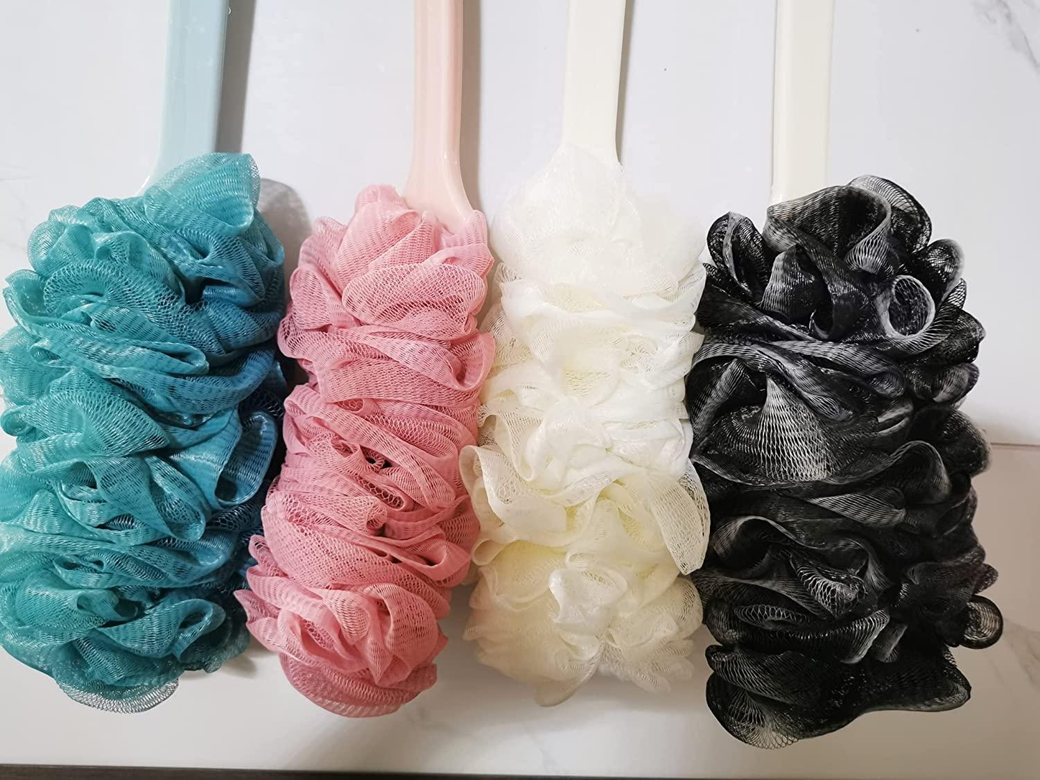 Arswin Back Scrubber 4-Pack | Long Handle Loofah Bath Brush for Exfoliating | Ideal for Men ...