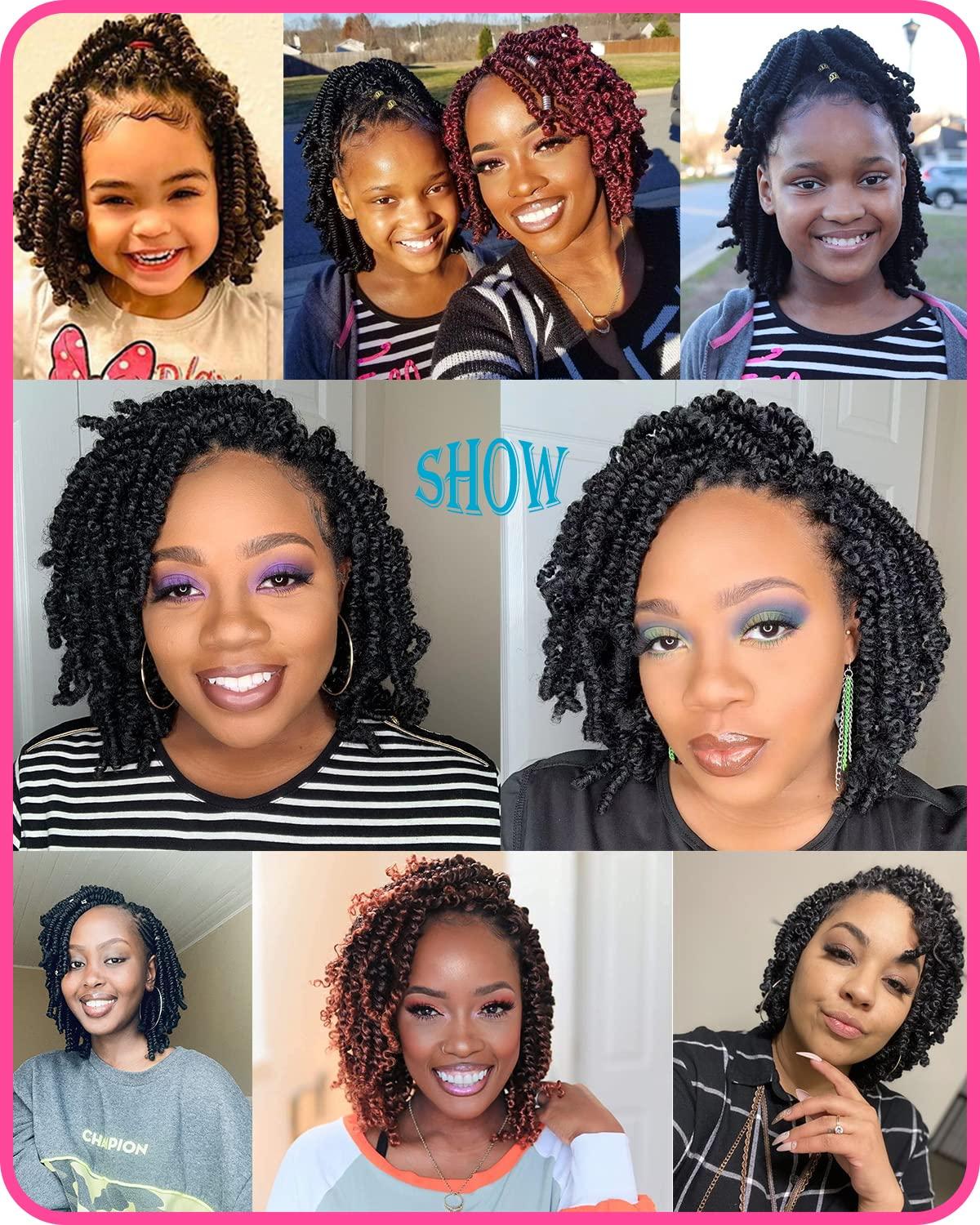 6 Packs Short Bob Spring Twist Crochet Hair 6 Inch - Pre-looped Passion ...