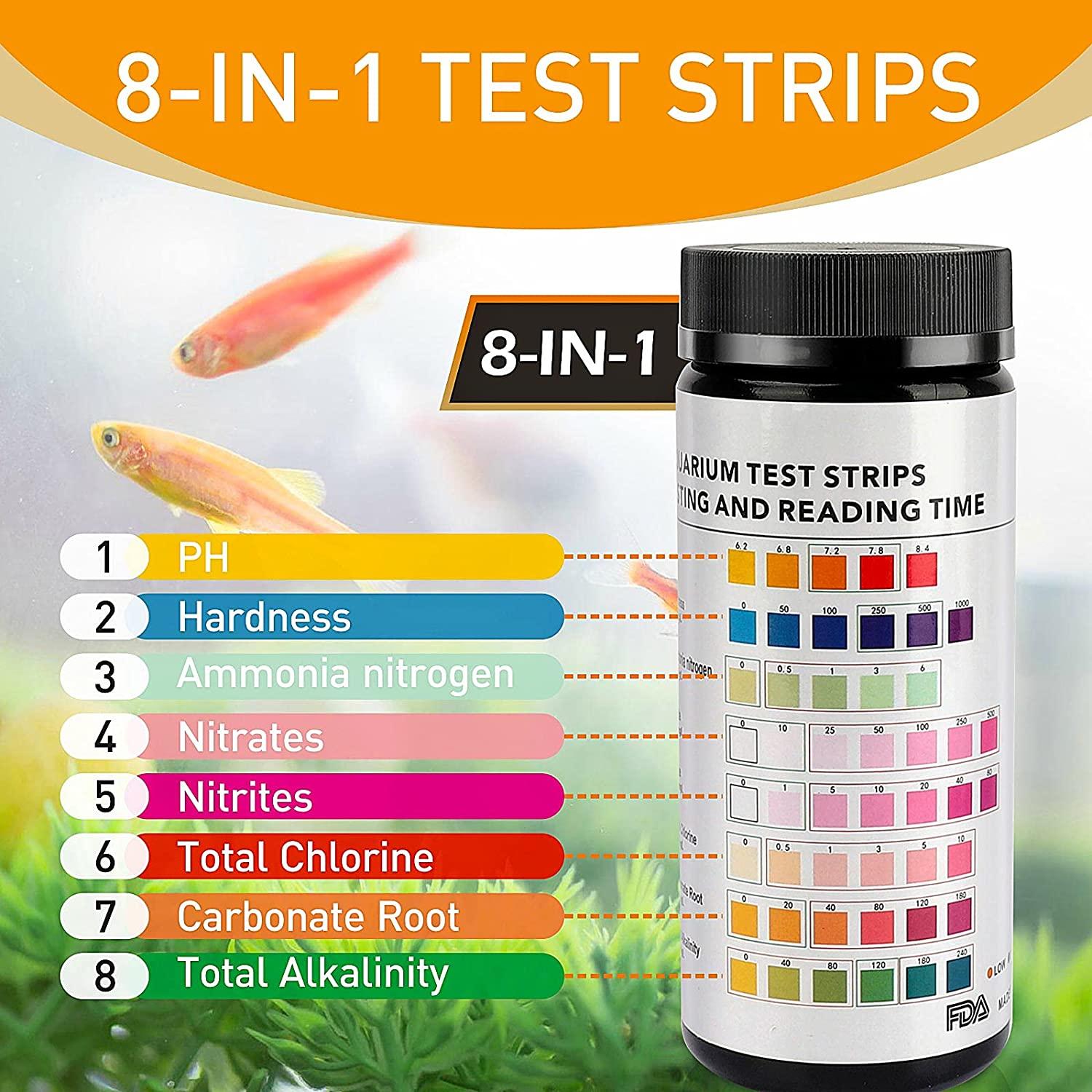 Hygger 8-in-1 Aquarium Test Strips for Freshwater & Saltwater - 50 ...