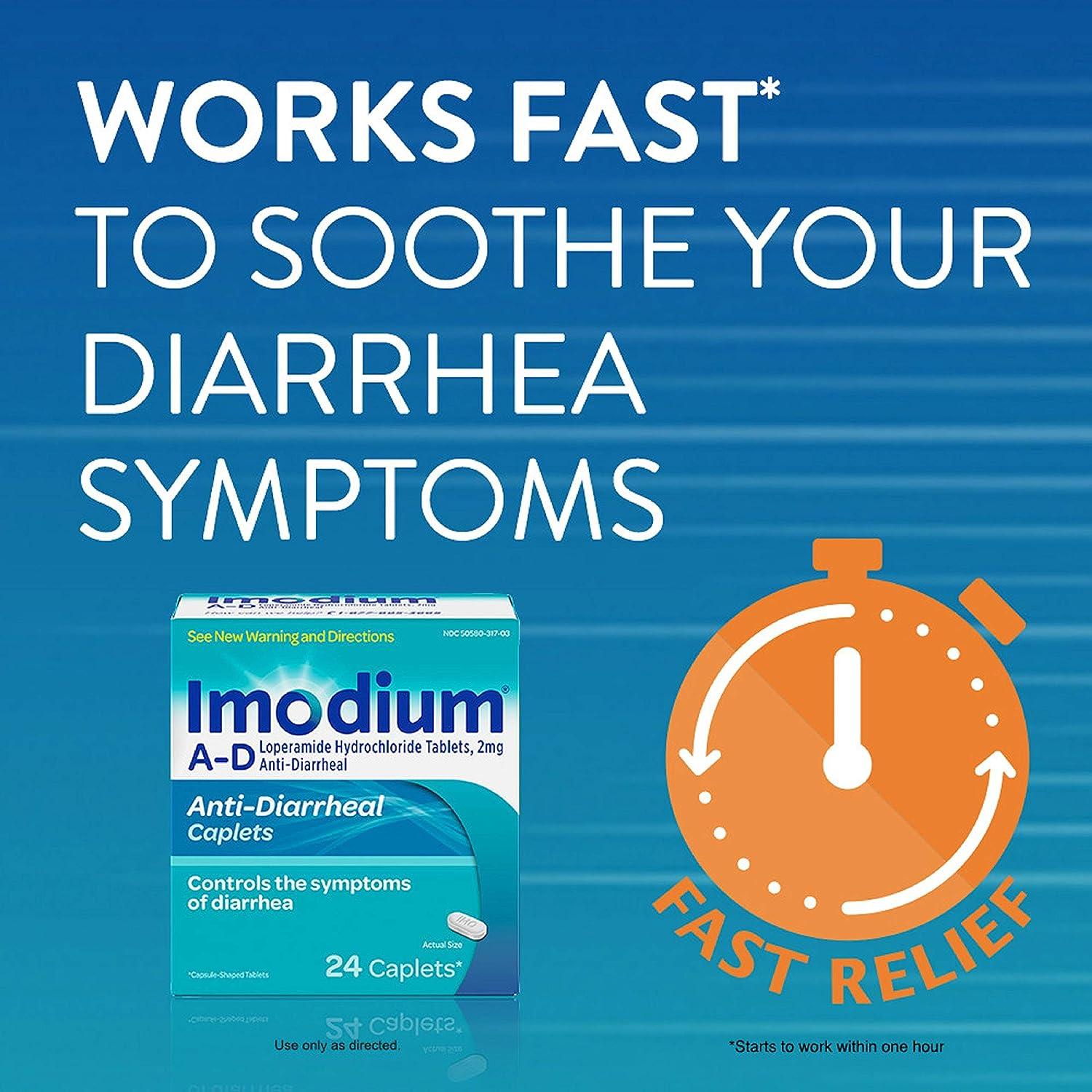 Imodium A-D Diarrhea Relief Caplets 48 ct - Loperamide Hydrochloride ...