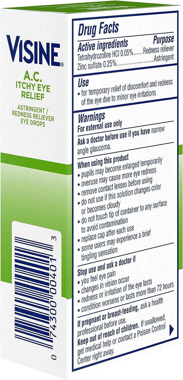 Visine A.C. Astringent Redness Reliever Eye Drops - 0.5 Oz (15 Ml)