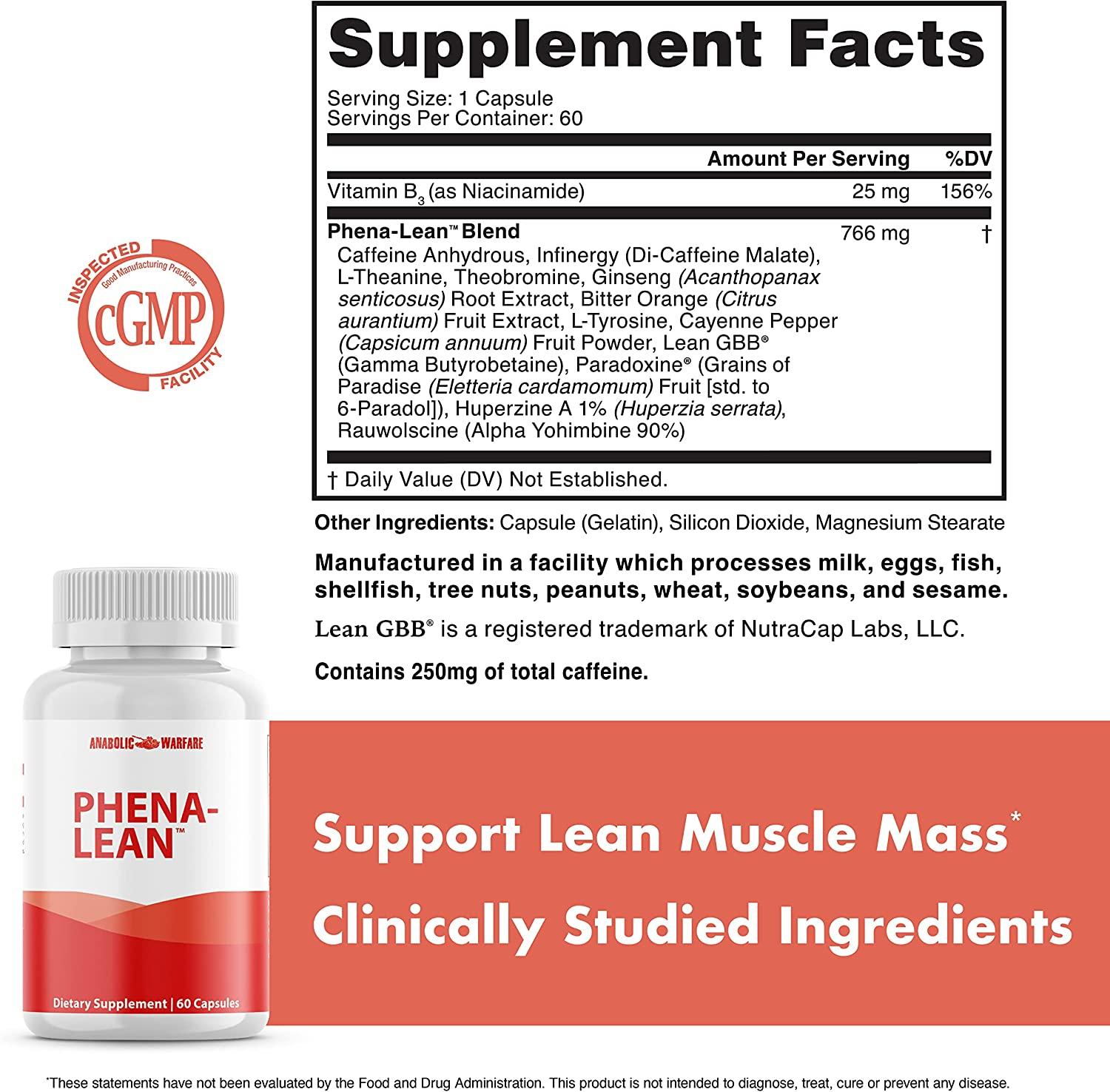 Anabolic Warfare Phena-Lean Premier Supplement - Thermogenic Body Composition Support - Energy ...