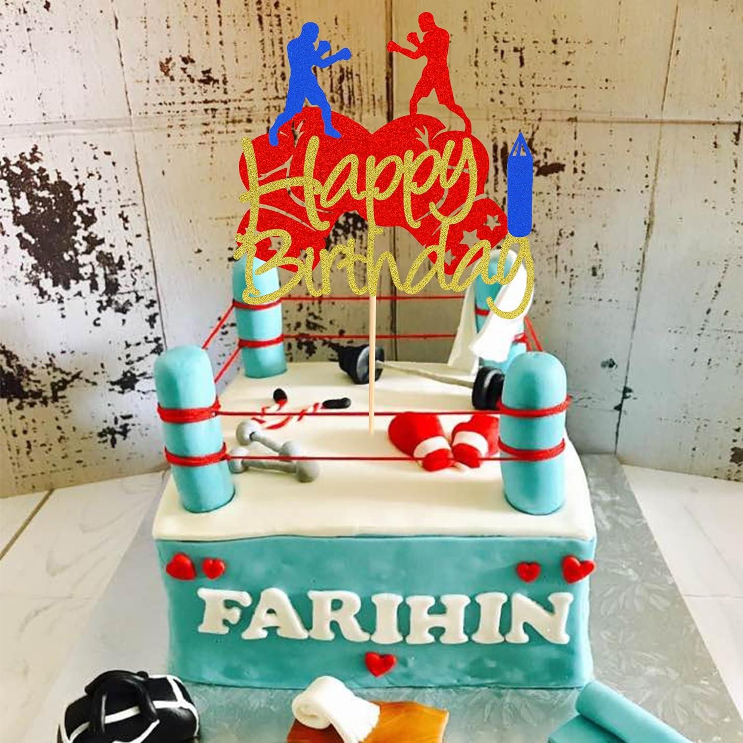 Arthsdite 1Pc Boxing Happy Birthday Cake Topper Boxing Gloves Cake ...