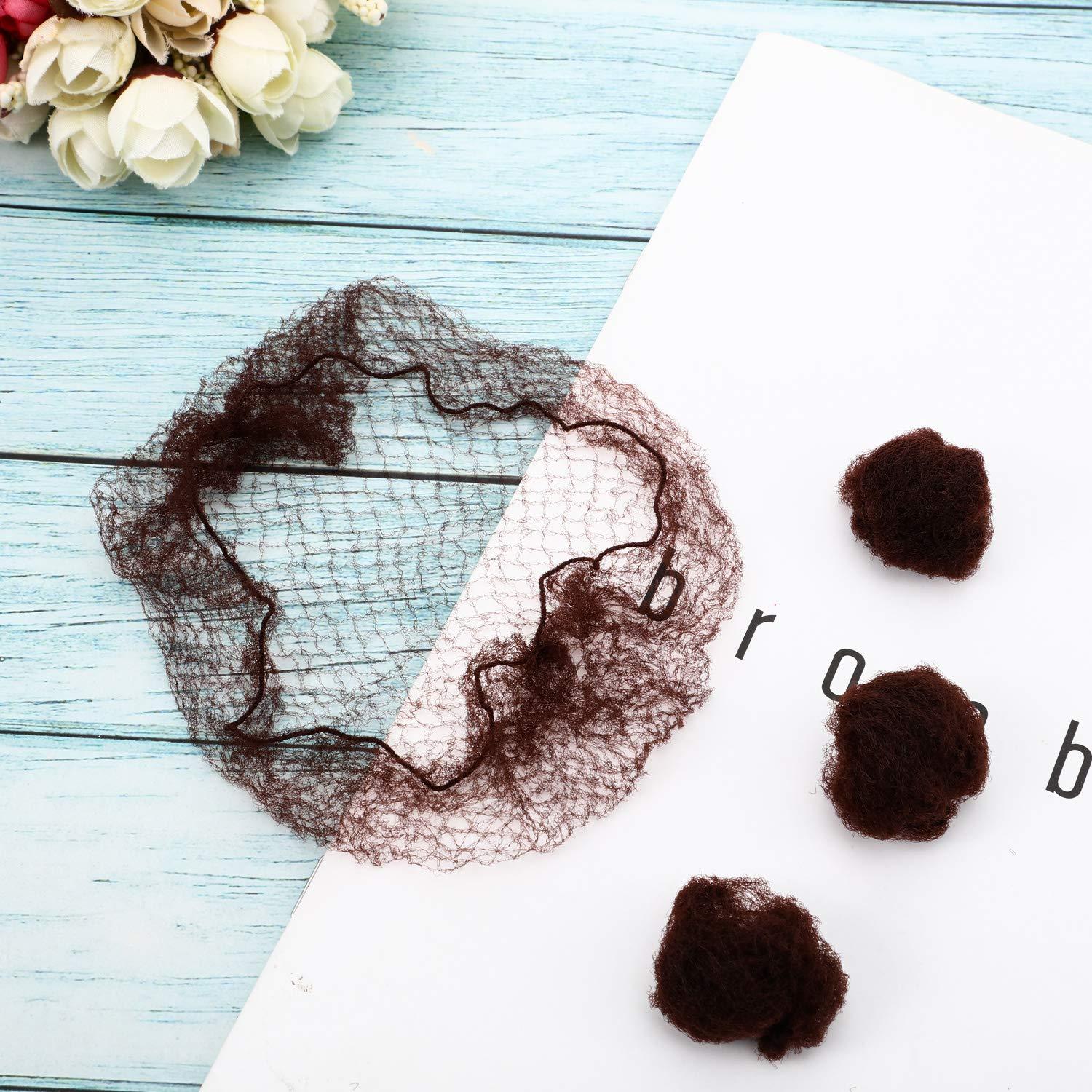 120 Pieces Hair Nets Invisible Elastic Edge Mesh 22 Inch Brown Nylon ...