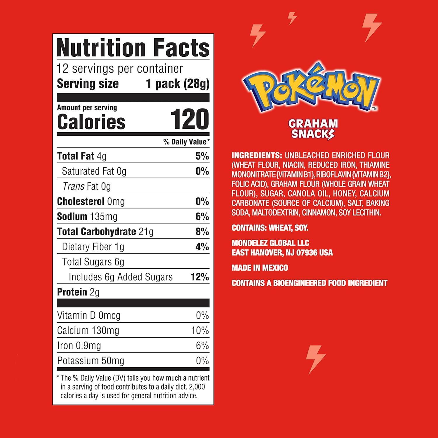 Nabisco Pokemon Graham Snacks 48 Snack Packs (4 Boxes) - Graham Cracker ...
