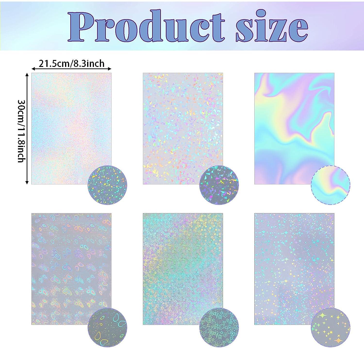 30 Sheets Holographic Vinyl Overlay - Transparent Holographic Adhesive ...