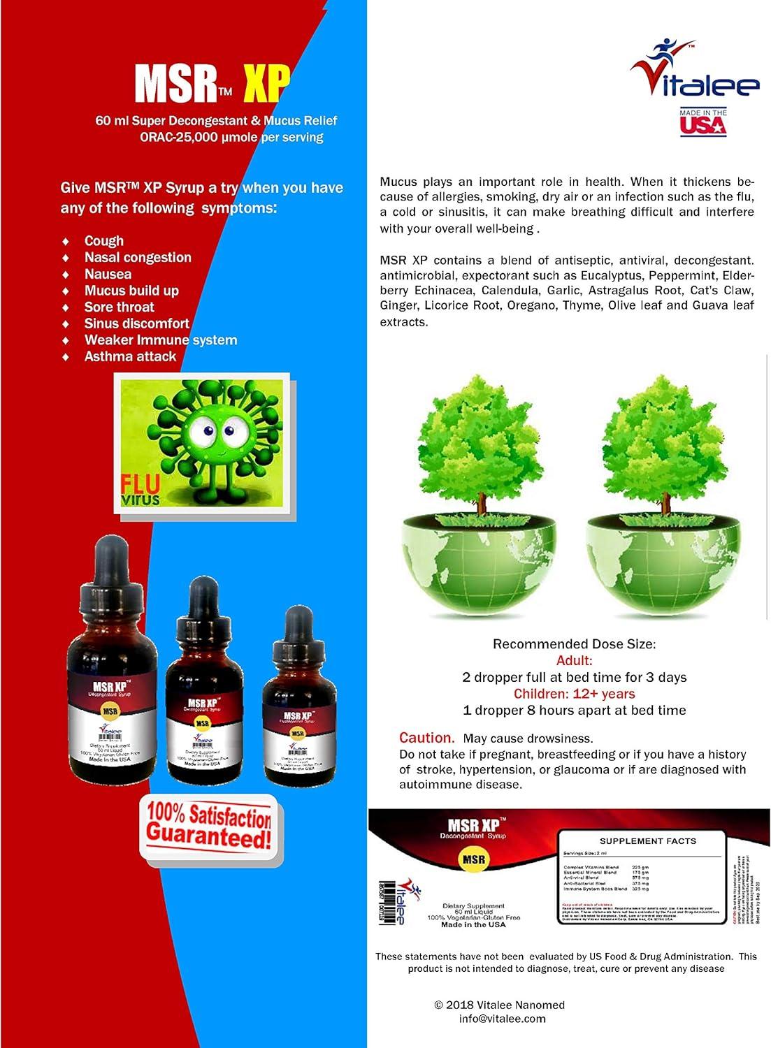 MSR XP Maximum Strength Decongestant Sore Throat Asthma Relief - 60ml ...