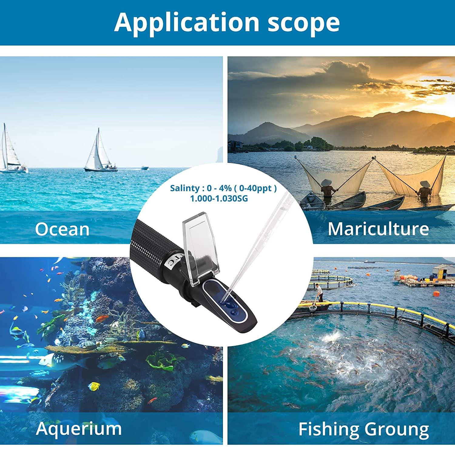 AUTOUTLET Salinity Refractometer - Dual Scale 0-100 & 1.000-1.070 ...