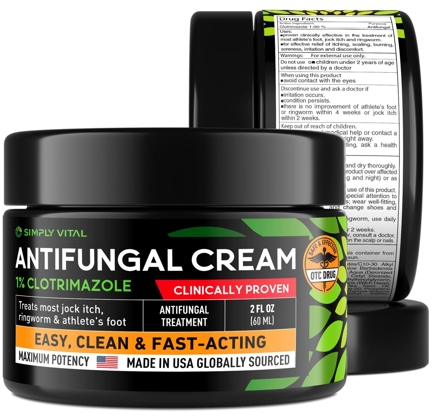 SimplyVital Antifungal Cream 1%, Made in USA - Fast Acting Relief for Jock Itch, Ringworm ...
