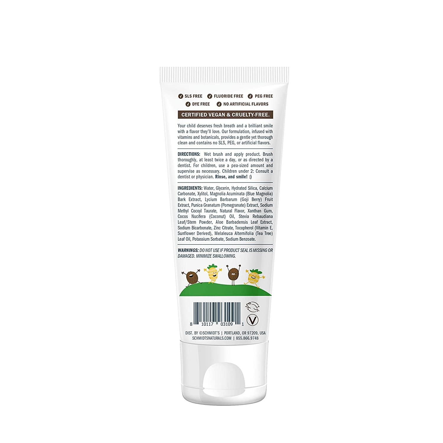 Schmidt's Kids Tooth & Mouth Paste - Coconut & Pineapple Flavor, 4.7 oz ...