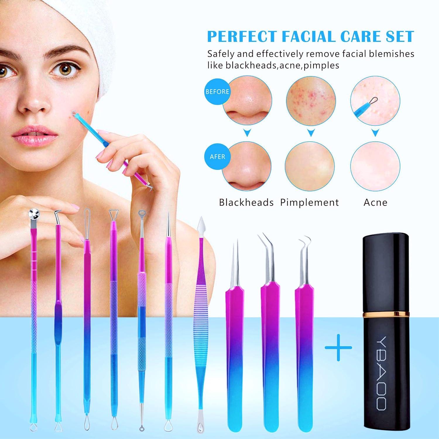 Ybaoo Blackhead Remover Extractor Tool Kit - 10 pcs Professional ...