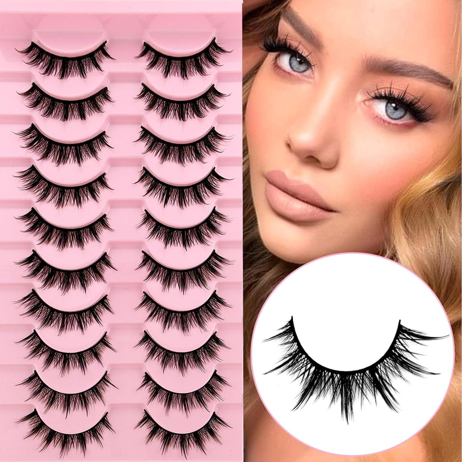 10 Pairs Manga False Eyelashes | Natural Anime Look | 15mm Short Spiky ...