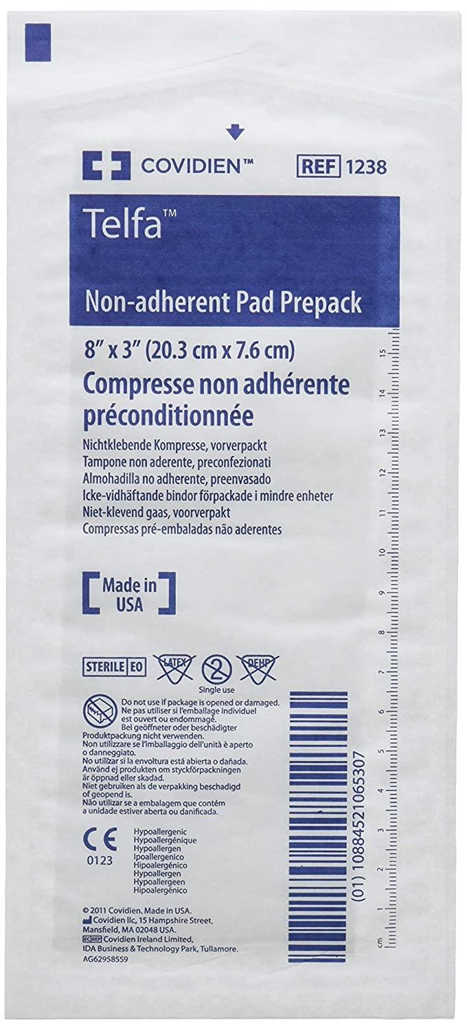 Covidien 1238 Telfa Non-Adherent Pads Prepack 8 x 3 (50-Pack) - Medical ...