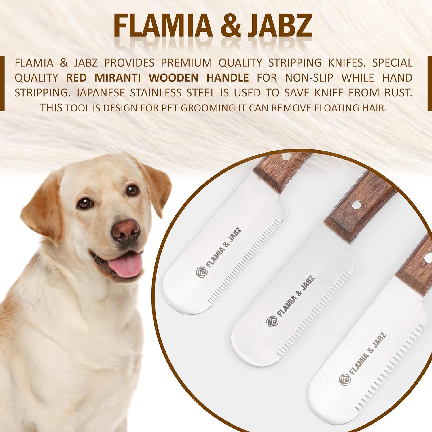 FLAMIA & JABZ Professional Dog Grooming Hand Stripping Knife Stripper ...