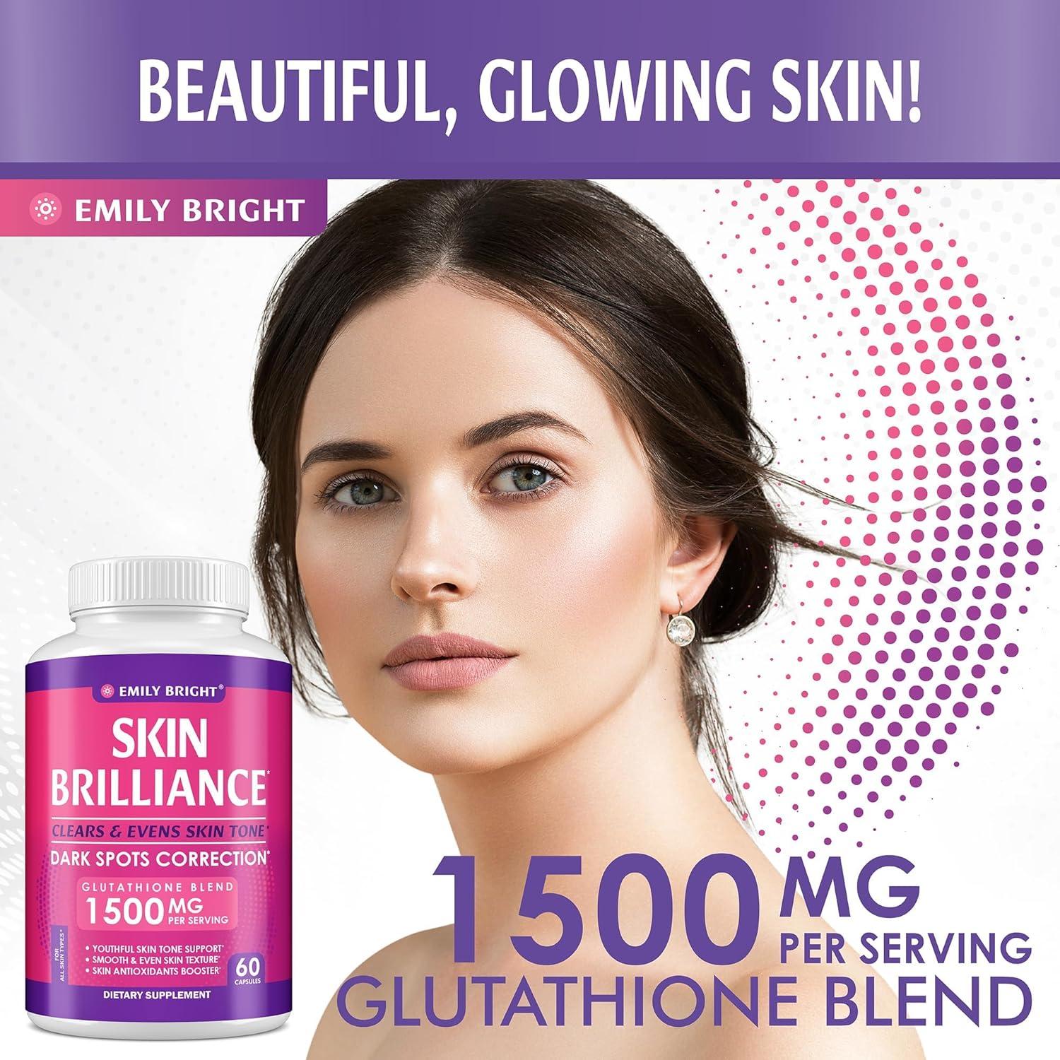 Emily Bright Skin Brilliance - 45000 mcg Glutathione Capsules - 60 ...