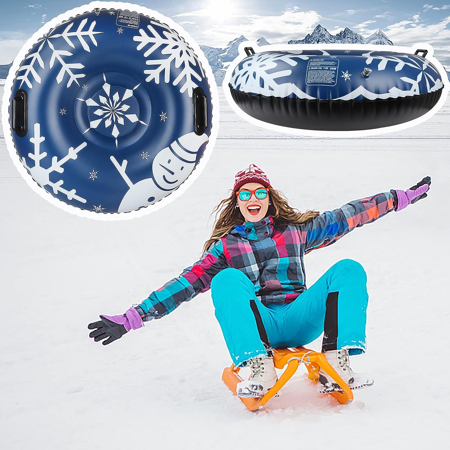 Dilonfi 47 Inch Inflatable Snow Tube Sled - Heavy Duty Winter Toy for ...