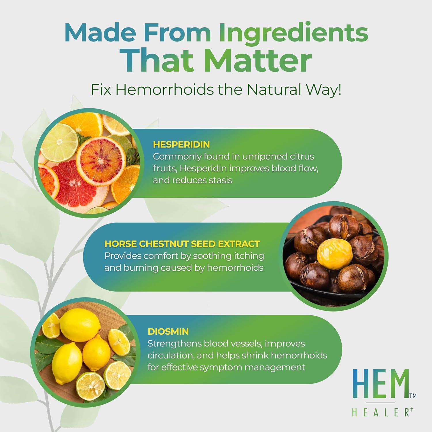 Hem Healer Hemorrhoid Treatment Capsules - Soothes Itching, Burning ...