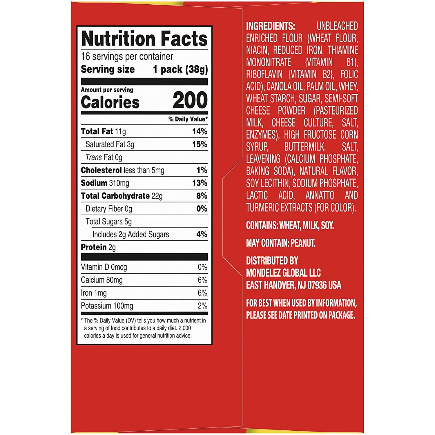 RITZ Cheese Sandwich Crackers, Family Size, 16 - 1.35 oz Packs