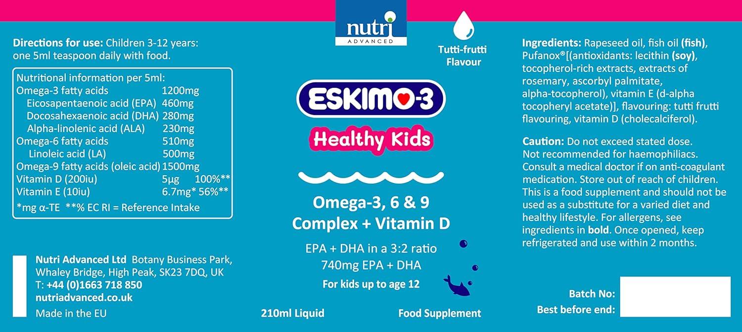 Eskimo-3 Healthy Kids Fish Oil - Nutri Advanced Tutti Frutti 210ml ...