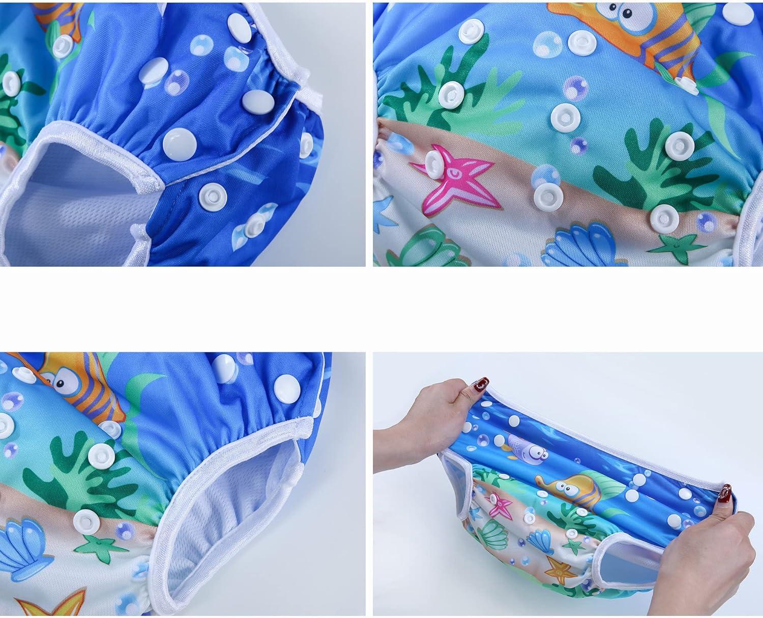 Reusable Codkkre Swimming Diapers for Girls 3 Adjustable Pieces (0-3 ...