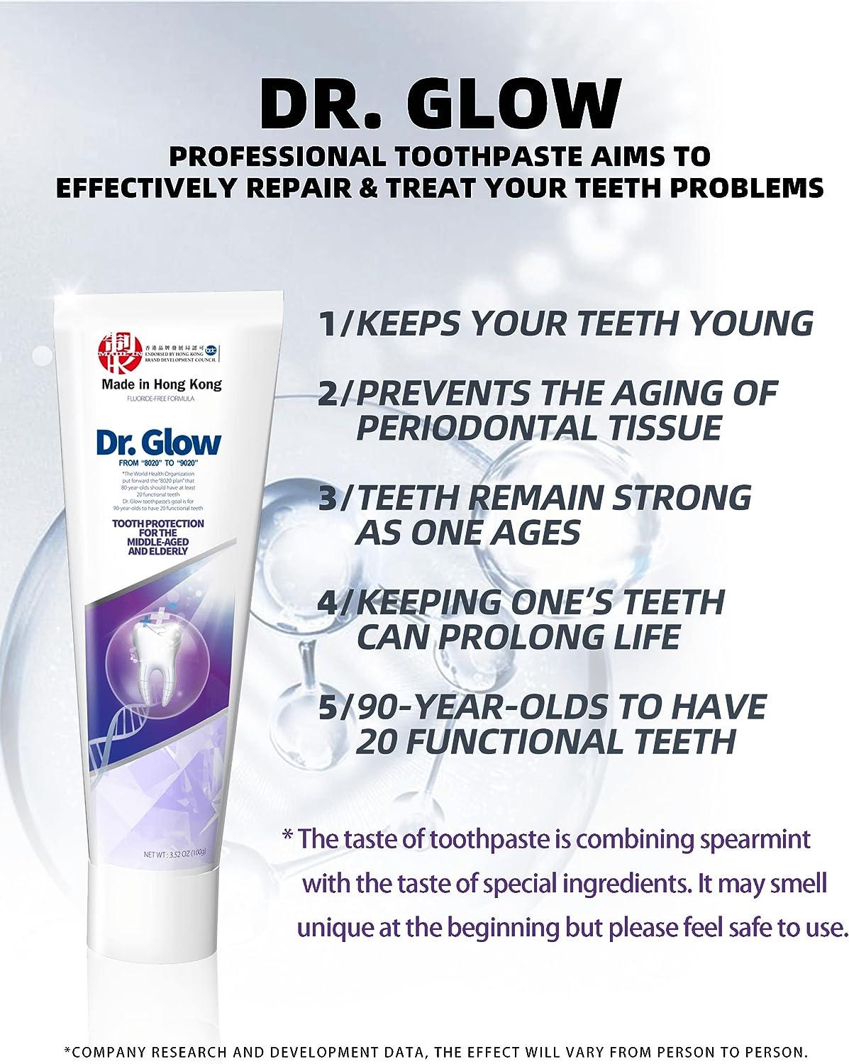 Dr. Glow Gingivitis Treatment Toothpaste for Seniors - Fluoride Free ...