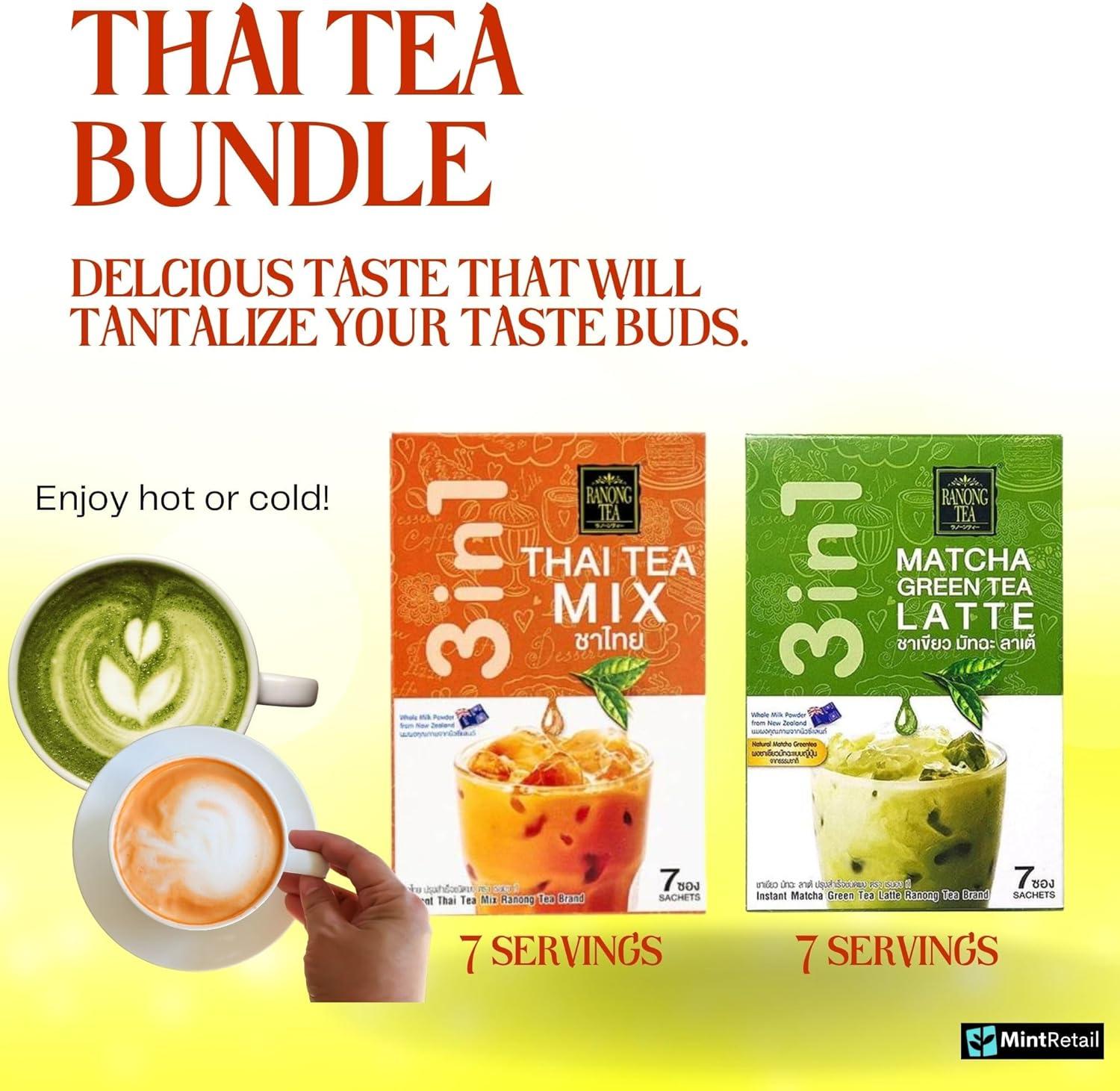Thai Milk Tea Bundle - 14 Sachets with Ranong 3 in 1 Instant Thai Tea ...